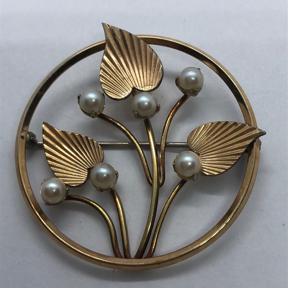 Krementz | Jewelry | Vtg Krementz Brooch Pearl Gold Tone | Poshmark